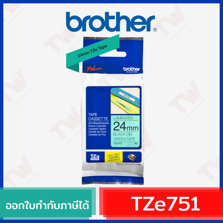 Brother P-Touch Tape TZE-751 เทปพิมพ์อักษร ขนาด 24 มม. ตัวหนังสือดำ บน ...