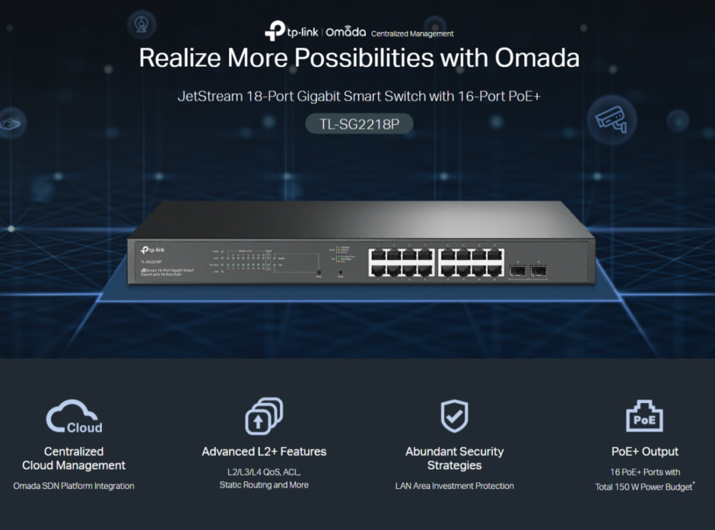 TP-Link SG2218P JetStream™ 18-Port Gigabit with 16-Port PoE+ Smart and ...