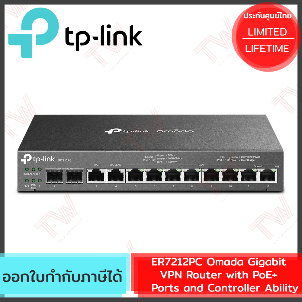 TP-Link ER7212PC Omada Gigabit VPN Router with PoE+ Ports and ...